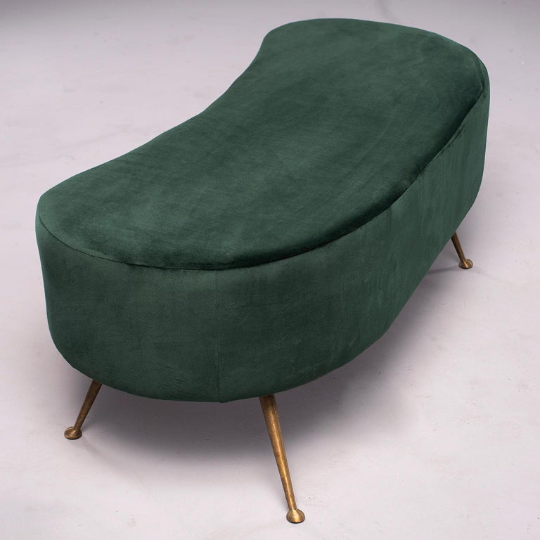 Midcentury Italian Kidney Shaped Bench with Metal Legs at 1stdibs