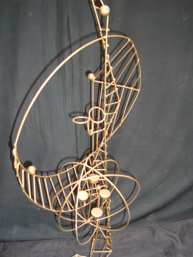 Midcentury Italian Metal and Granite Kinetic Sculpture For Sale at 1stDibs
