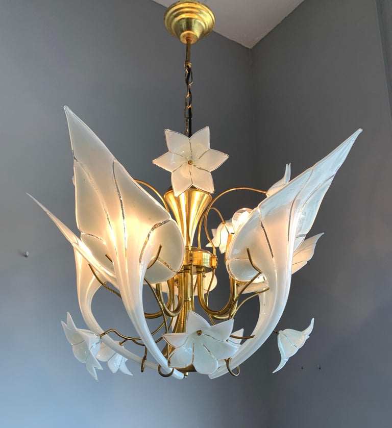 Midcentury Italian Murano Chandelier w. Stunning Mouthblown Glass ...
