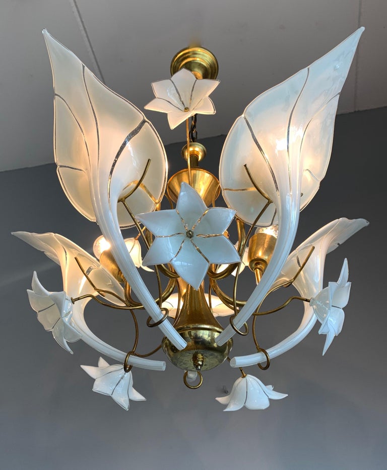 Midcentury Italian Murano Chandelier w. Stunning Mouthblown Glass ...