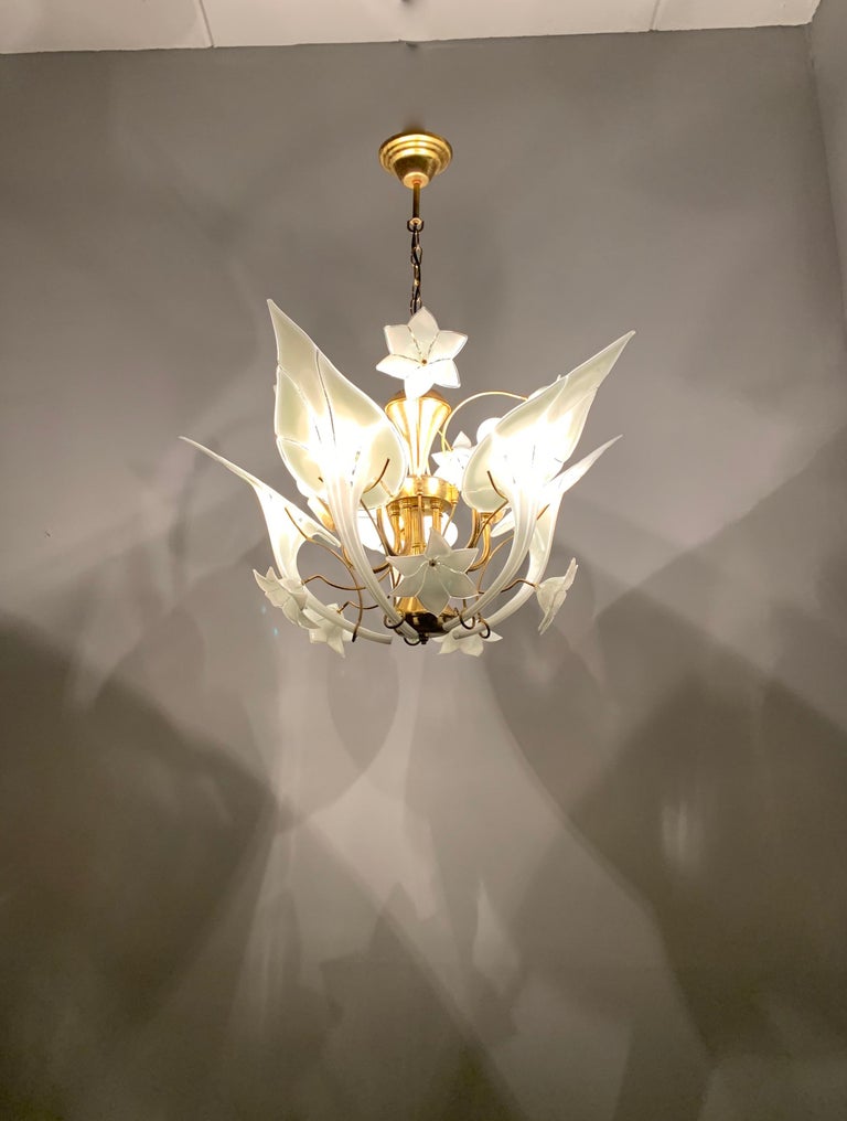 Midcentury Italian Murano Chandelier w. Stunning Mouthblown Glass ...