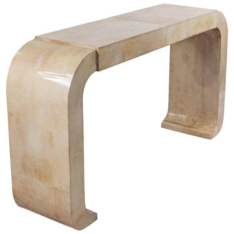 Midcentury Italian Parchment Console Table at 1stDibs