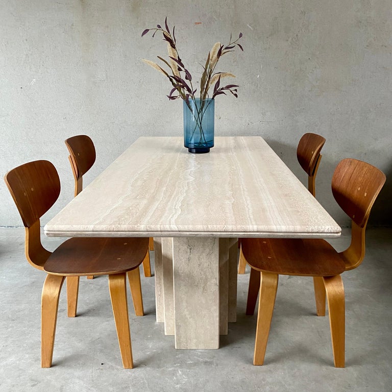 travertine dining room table