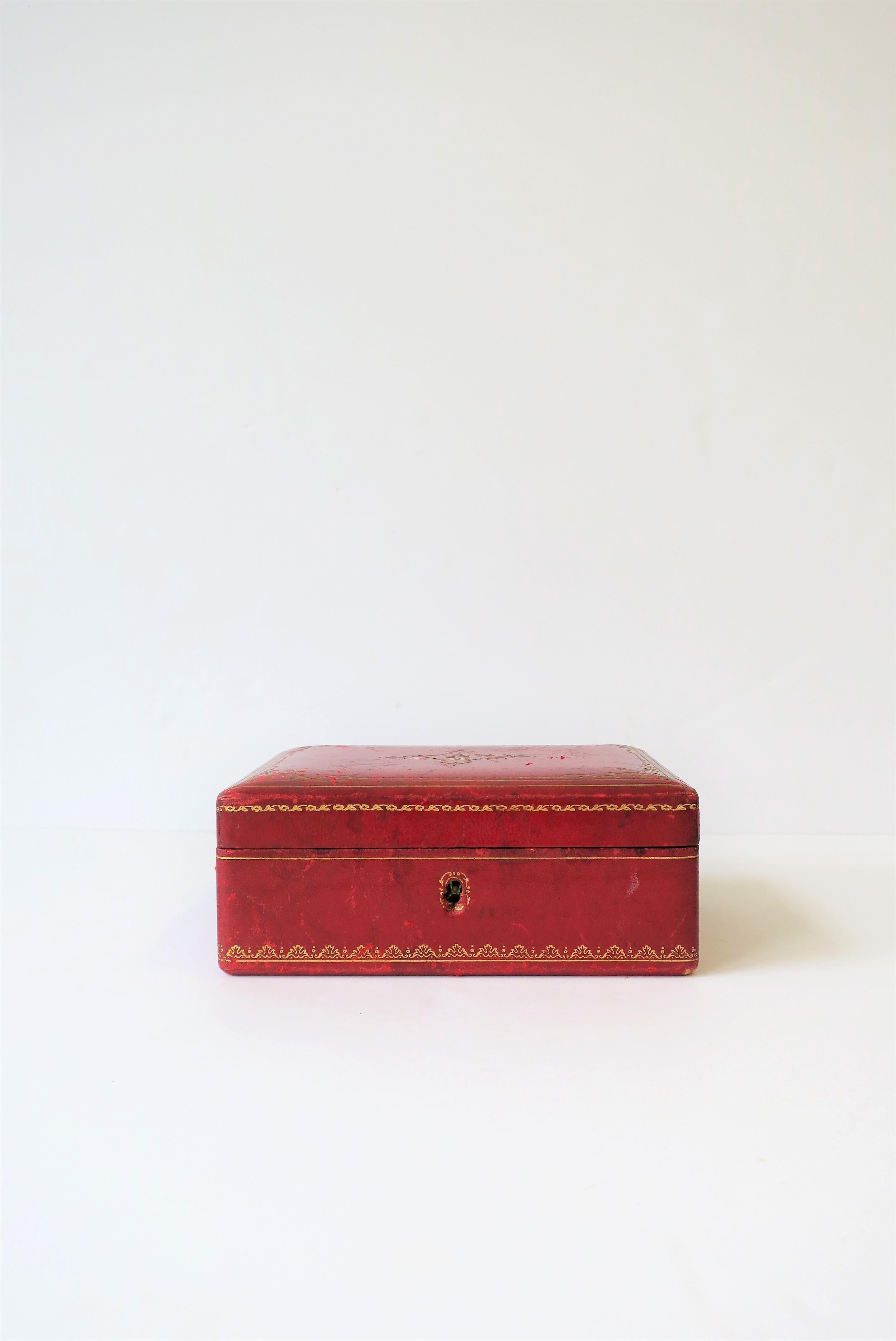 Midcentury Italian Red Leather Jewelry Box at 1stDibs | vintage leather ...