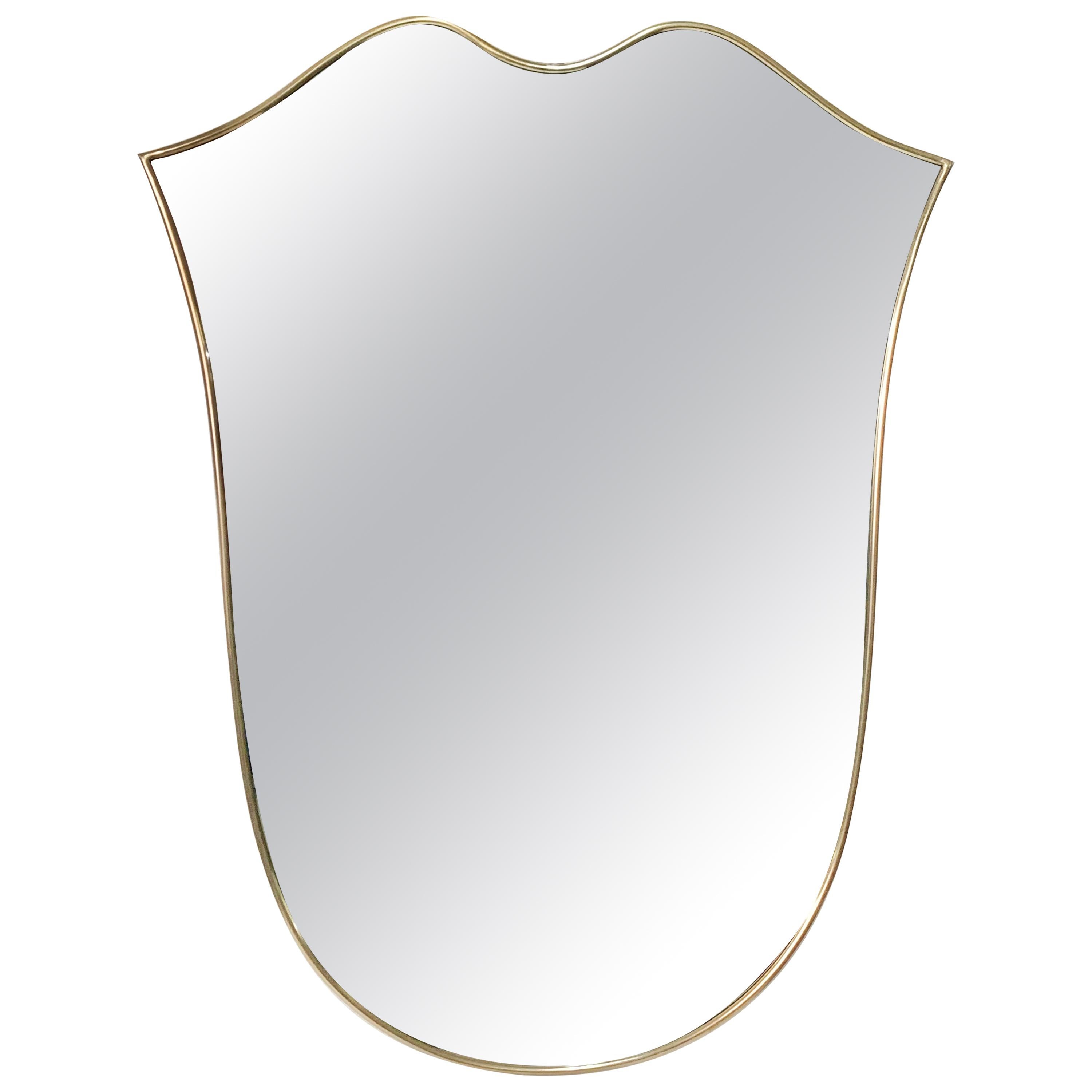 Italian Vintage Brass Shield Shaped Framed Mirror at 1stDibs