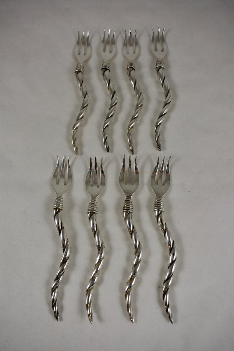 Mid-Century Era Italian Silver Plate Shrimp Handled Seafood Cocktail ...