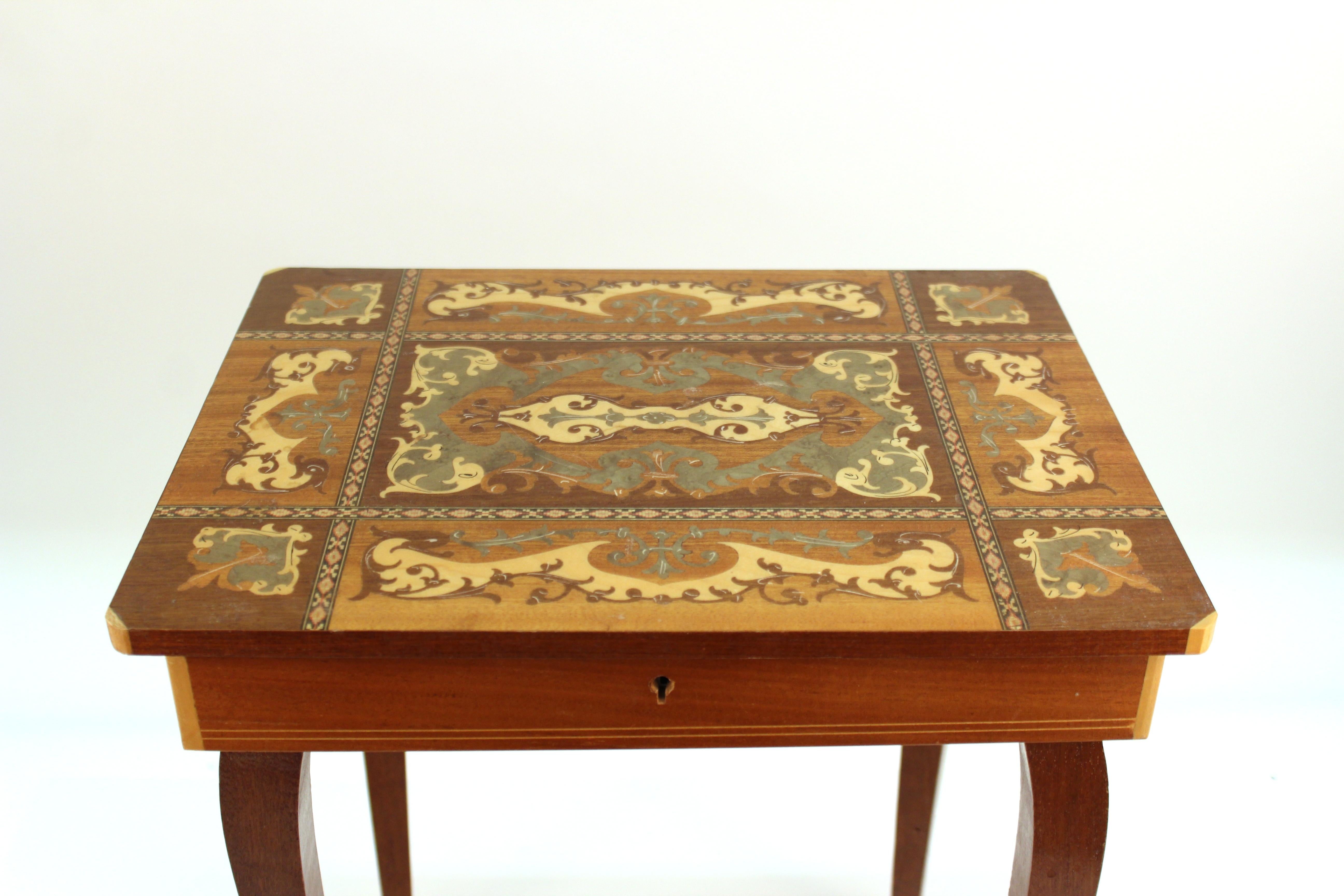 Midcentury Italian Sorrento Musical Table with Wood Inlay For Sale at ...