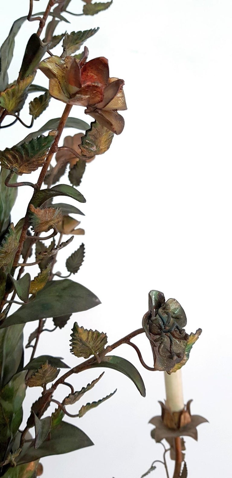 Midcentury Italian Tole and Flower Chandelier at 1stDibs