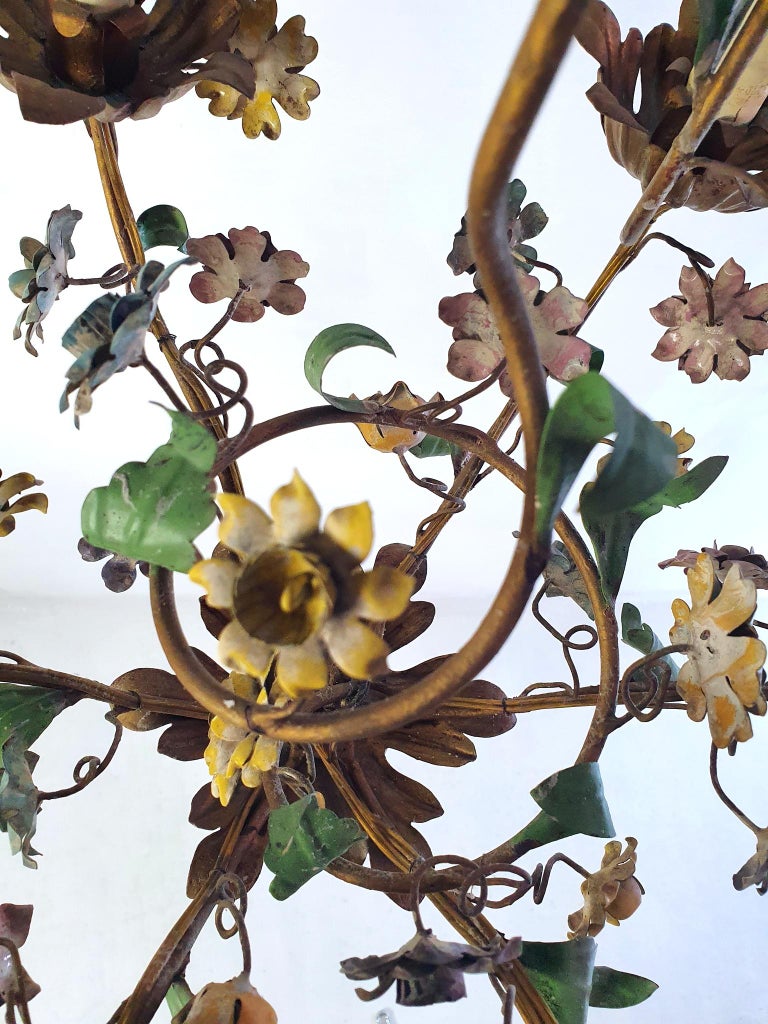 Midcentury Italian Tole Chandelier For Sale at 1stDibs