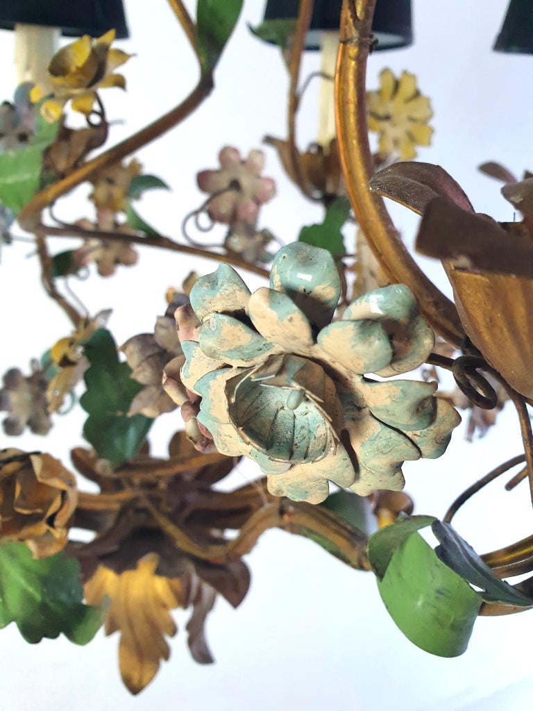 Midcentury Italian Tole Chandelier For Sale at 1stDibs
