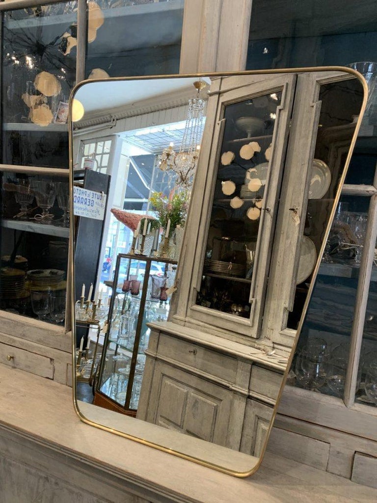 Midcentury Italian Trapezoid Brass Mirror For Sale at 1stDibs ...