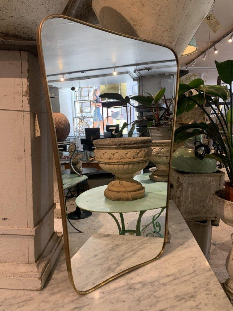 MidCentury Italian Trapezoid Brass Mirror at 1stDibs | trapezoid mirror