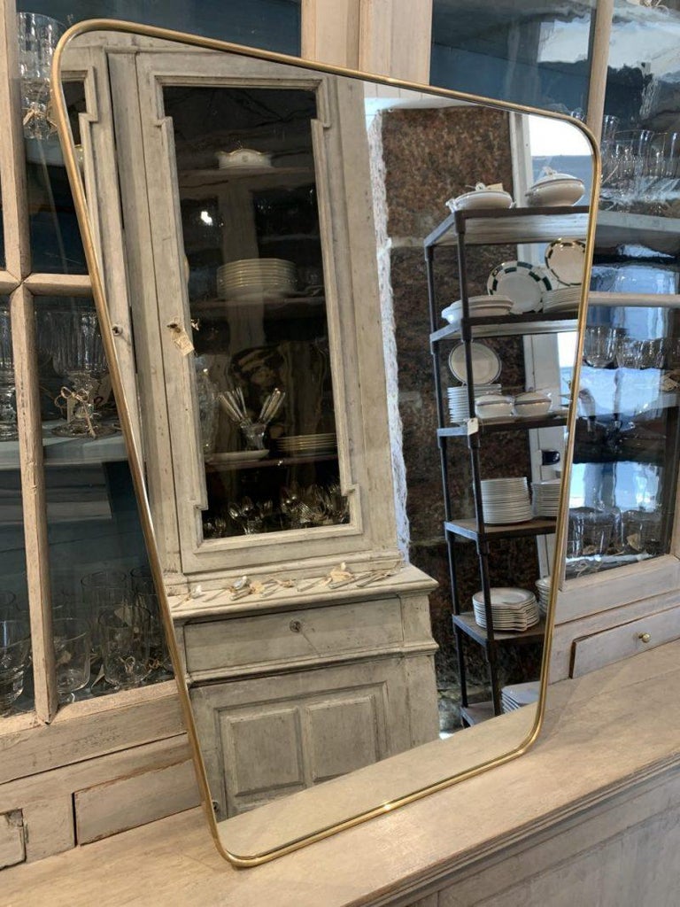 Midcentury Italian Trapezoid Brass Mirror For Sale at 1stDibs ...