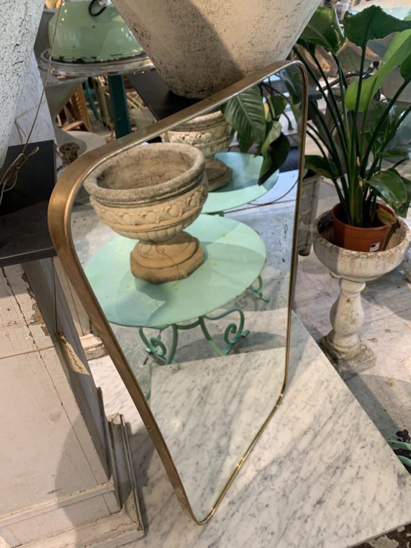 MidCentury Italian Trapezoid Brass Mirror at 1stDibs | trapezoid mirror