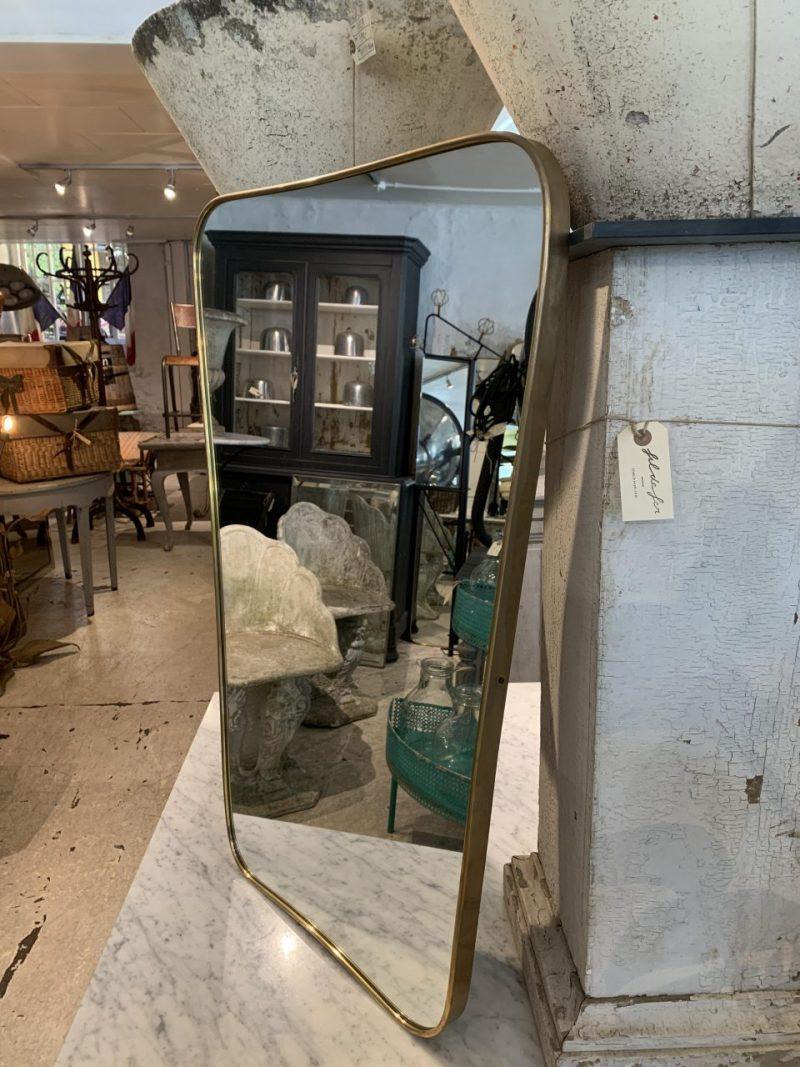 MidCentury Italian Trapezoid Brass Mirror at 1stDibs | trapezoid mirror