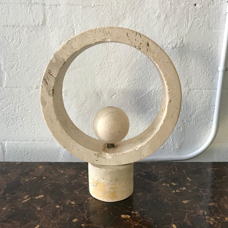 Mid Century Italian Travertine and Brass Kinetic Sculpture For Sale at ...