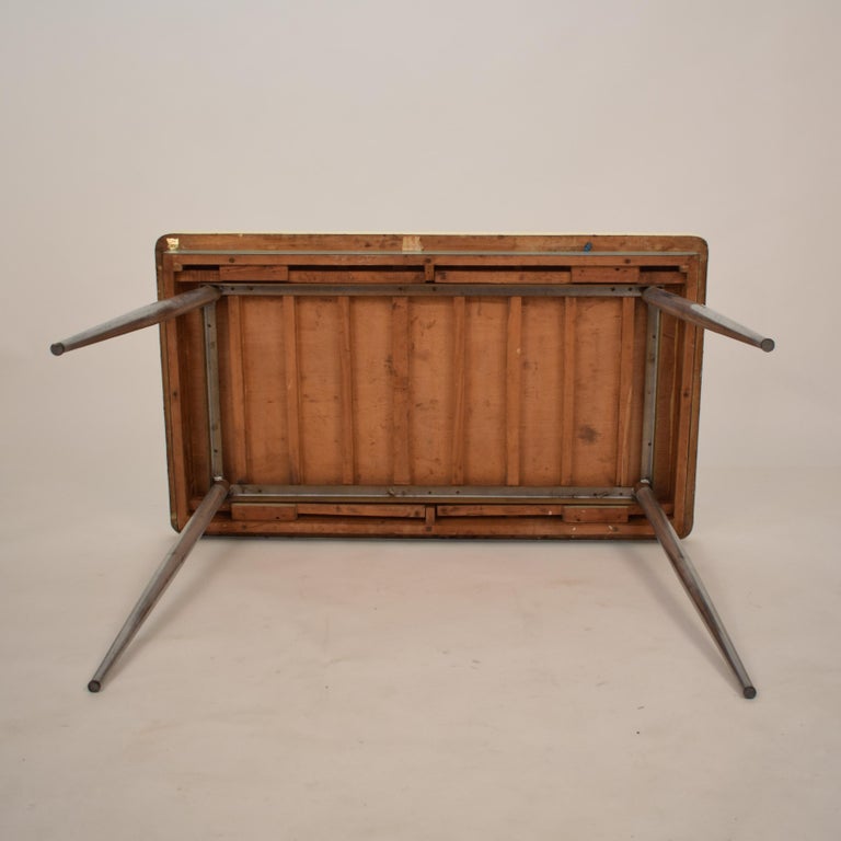 Midcentury Italian Turquoise Formica Kitchen Table with Tapered Chrome ...