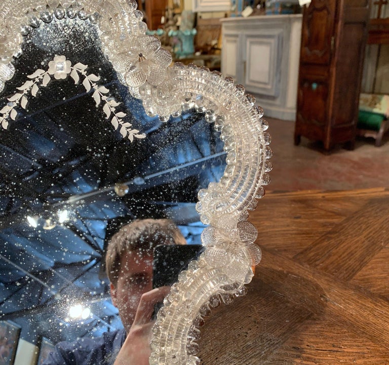 Midcentury Italian Venetian Murano Vanity Table Mirror with Foliage ...