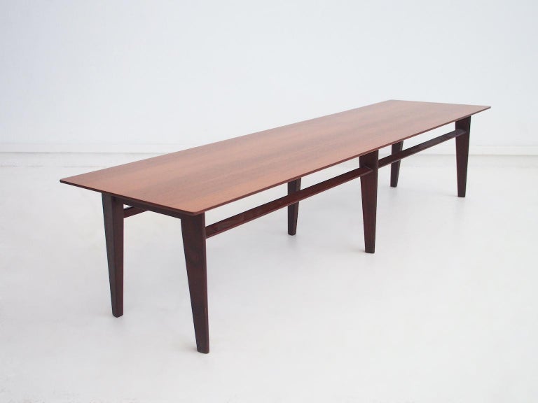 Midcentury Italian Wooden Console or Long Coffee Table For Sale at 1stDibs