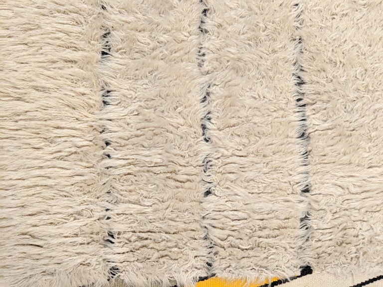 Midcentury Ivory/Black Scandinavian Modernist Rug For Sale at 1stDibs
