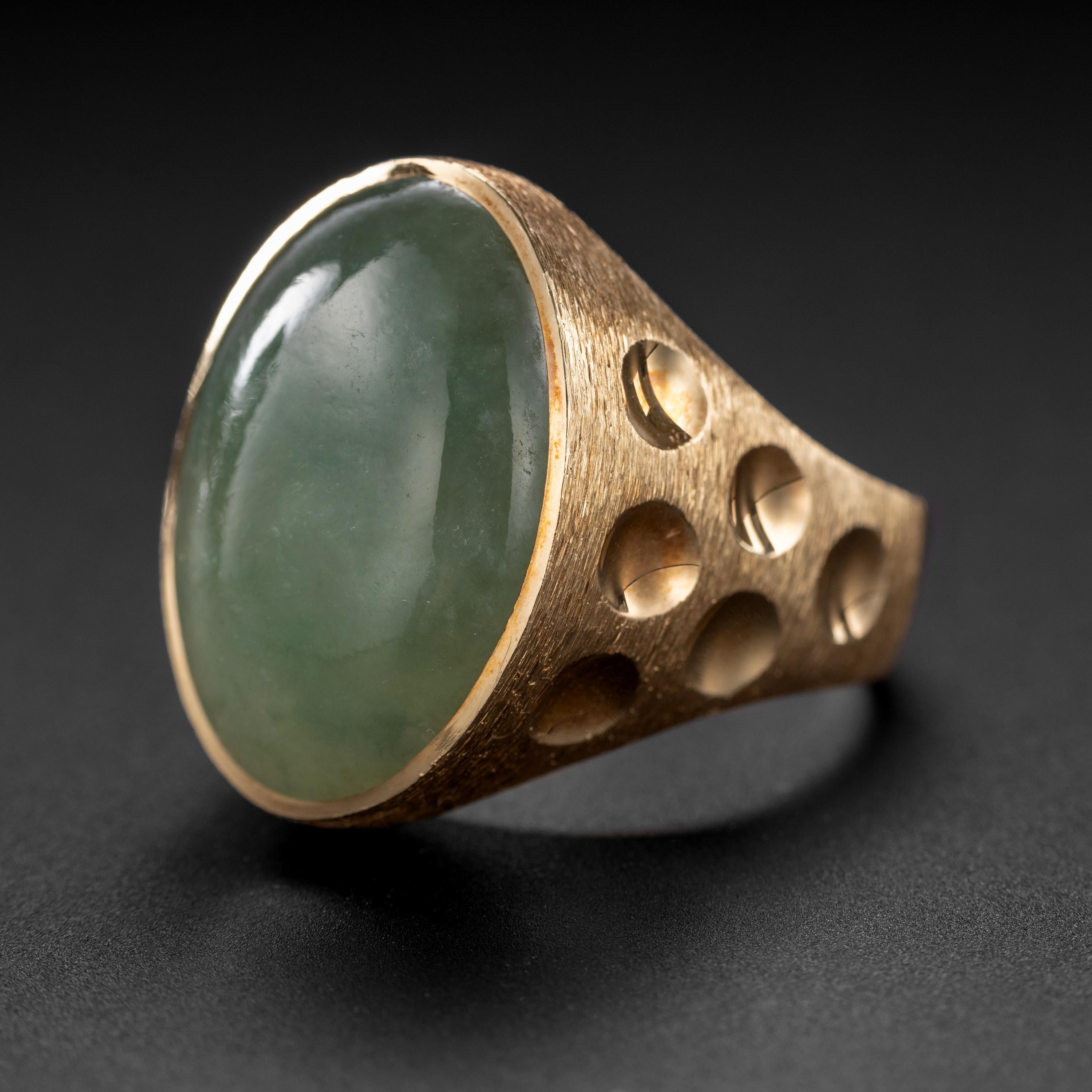 Midcentury Jadeite Men's Ring Certified Untreated For Sale at 1stDibs ...