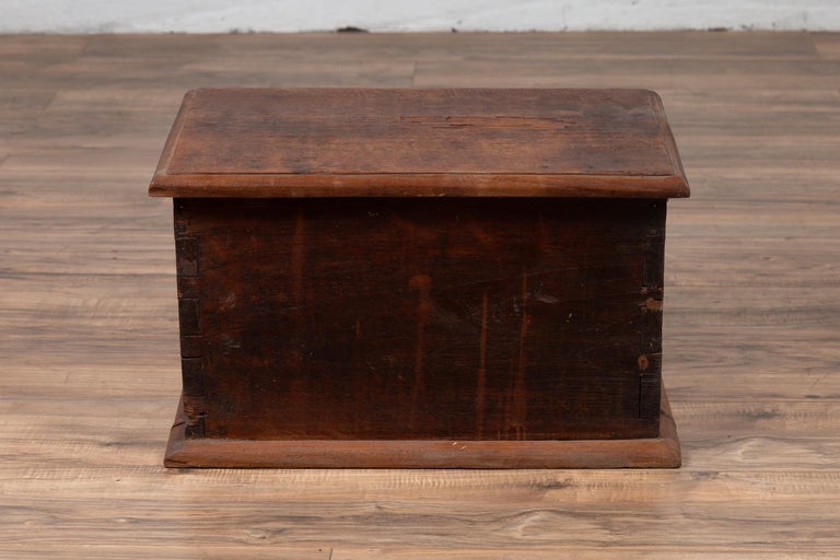 Midcentury Javanese Vintage Wooden Trunk with Mother of Pearl Geometric ...