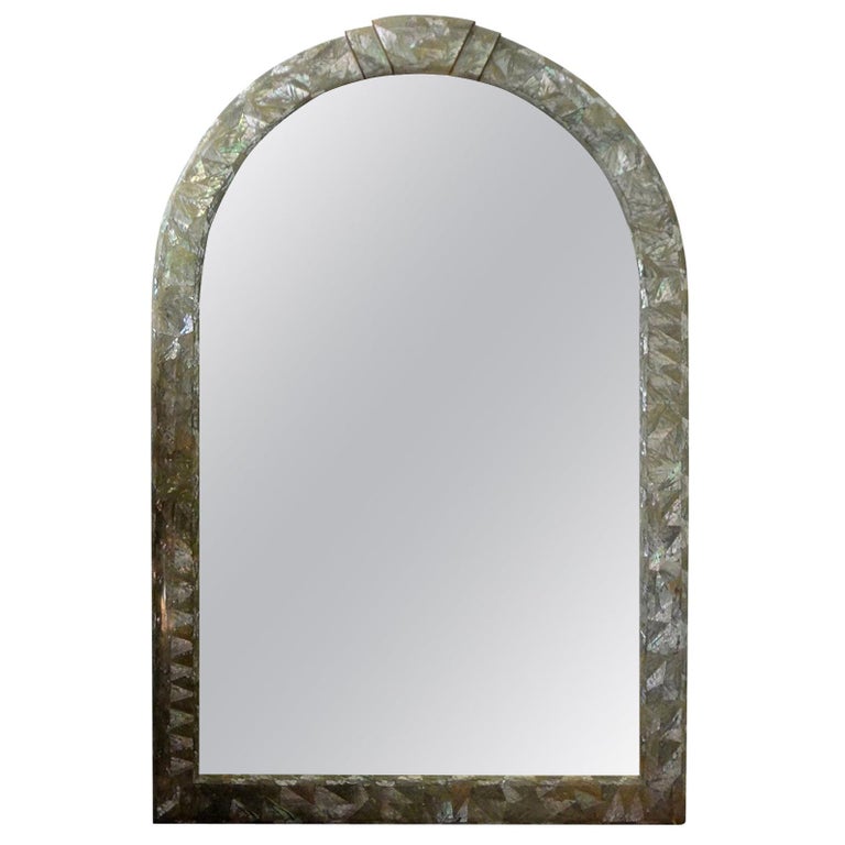 Midcentury Karl Springer Inspired Abalone Mirror at 1stDibs
