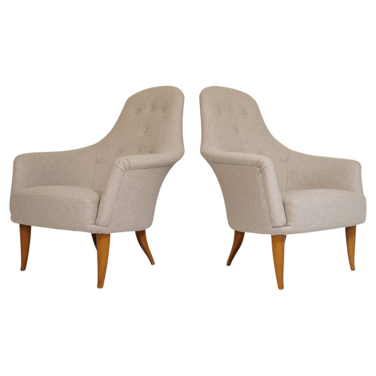 Midcentury Kerstin Horlin Holmquist "Big Adam" Lounge Chairs NK, Sweden ...