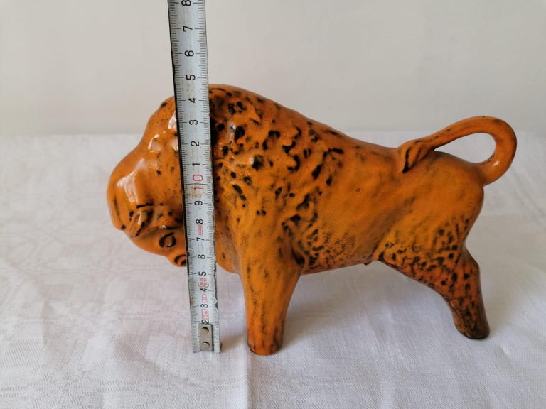 Midcentury Large Ceramic Bull Sculpture For Sale at 1stDibs
