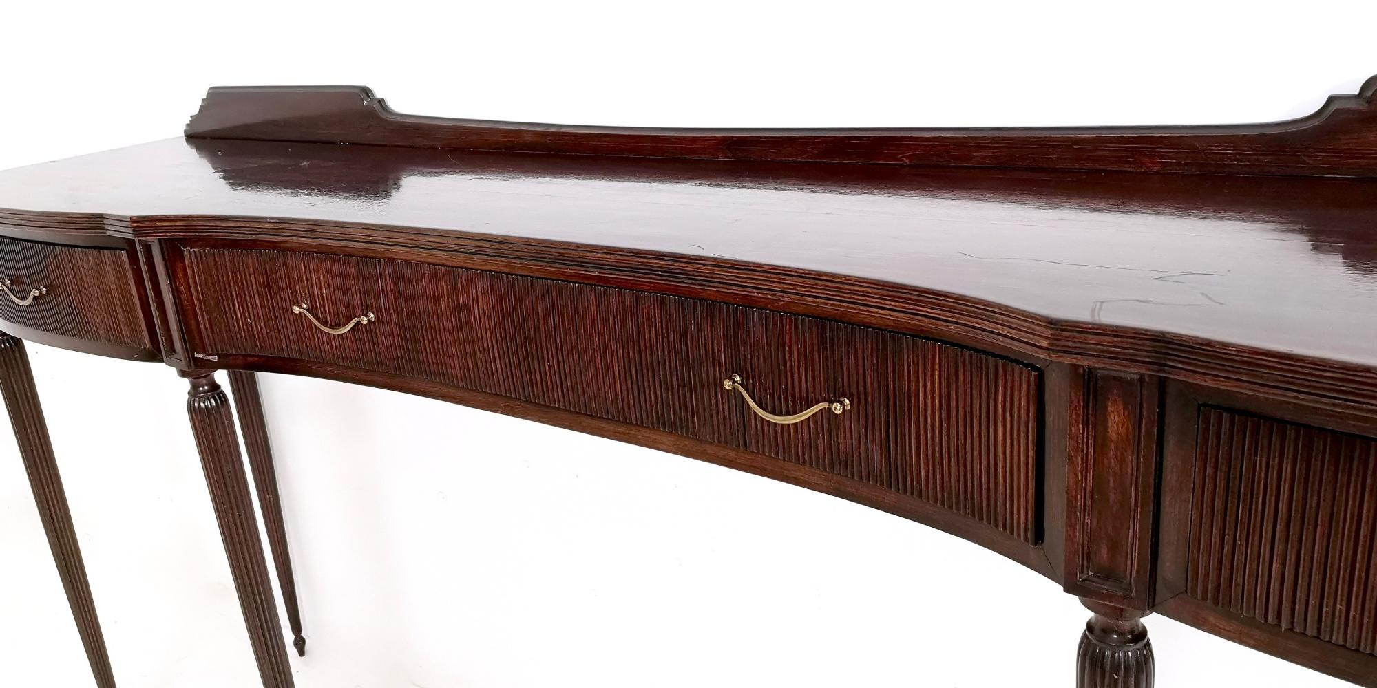 Vintage Large Wooden Console Table with Brass Handles with Four Drawers ...