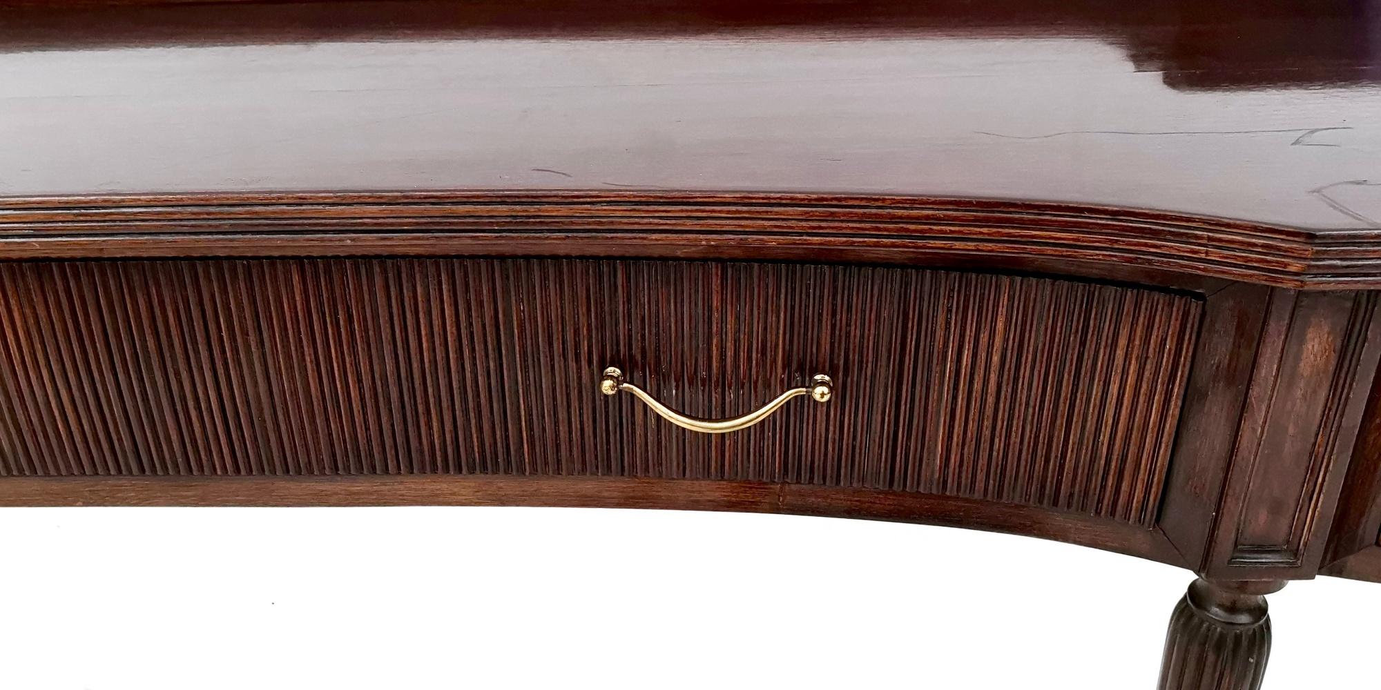Vintage Large Wooden Console Table with Brass Handles with Four Drawers ...