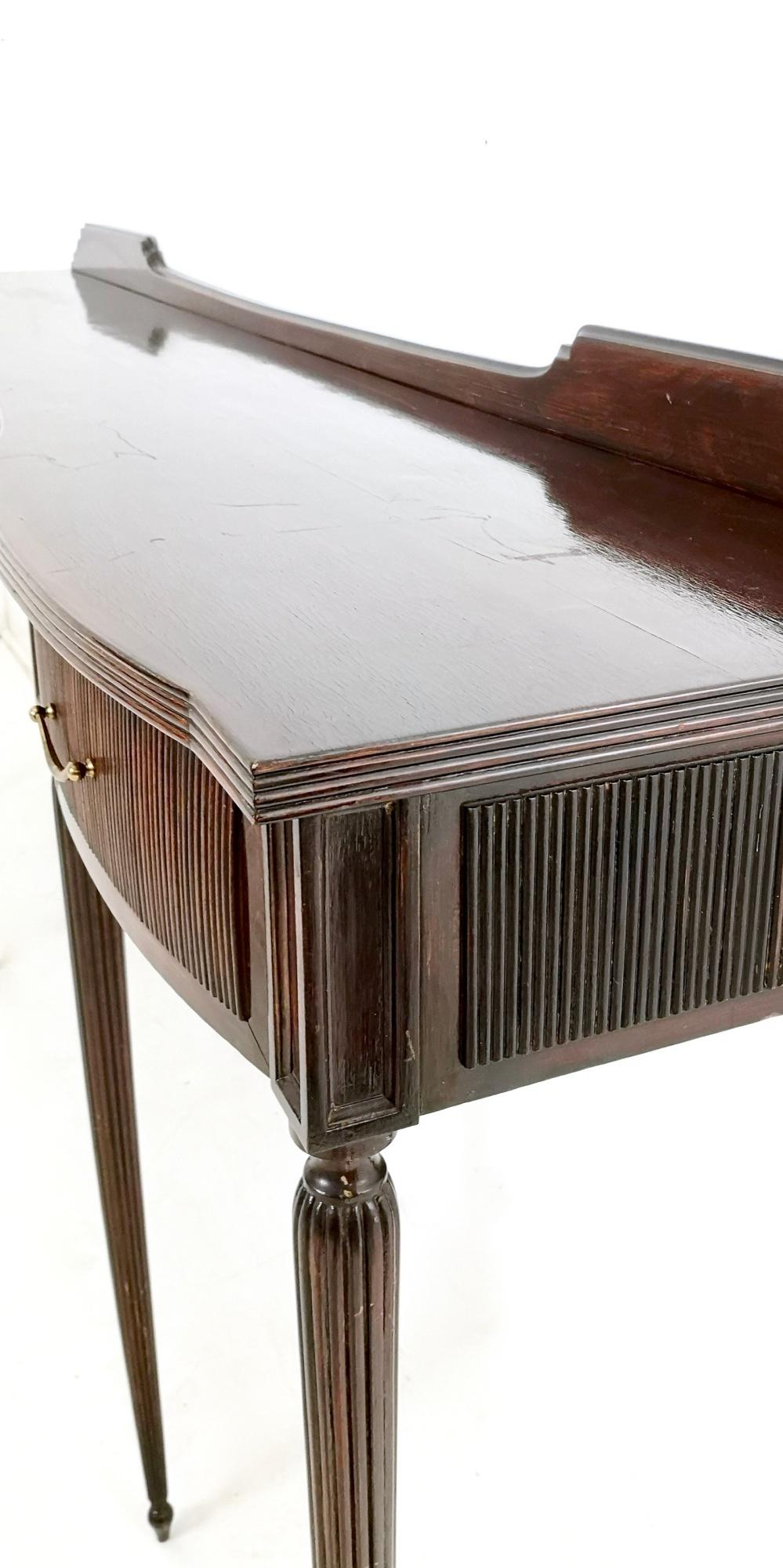 Vintage Large Wooden Console Table with Brass Handles with Four Drawers ...