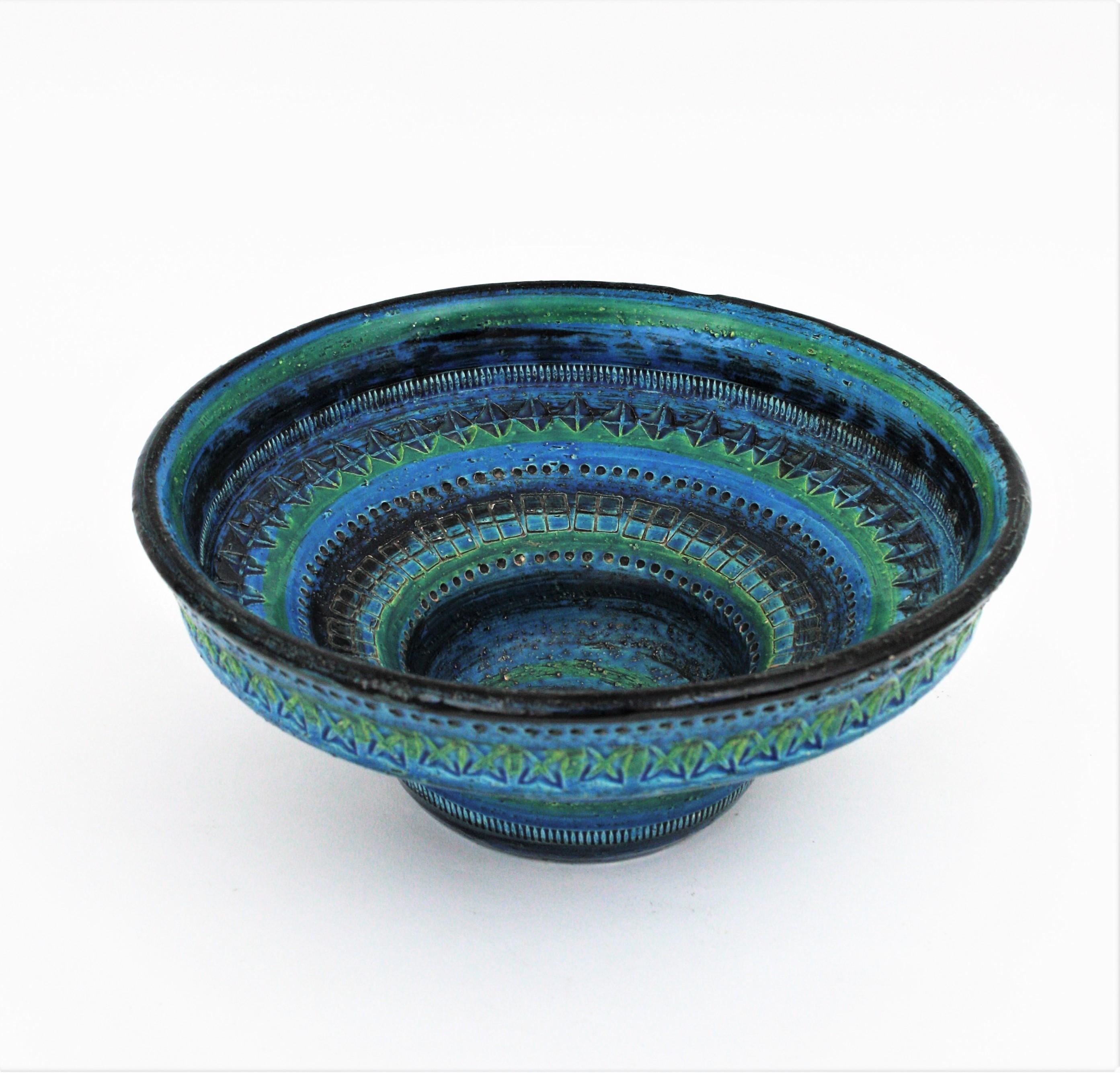 Midcentury Large Scale Aldo Londi Bitossi Rimini Blue Glazed Ceramic ...