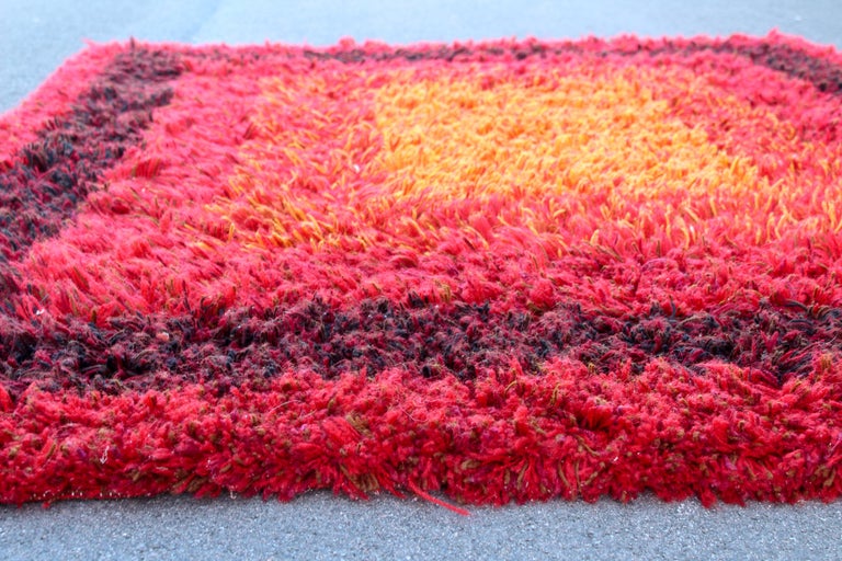 Midcentury Large Swedish Rya Rug, 1960s For Sale at 1stDibs