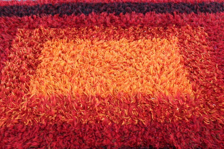 Midcentury Large Swedish Rya Rug, 1960s For Sale at 1stDibs