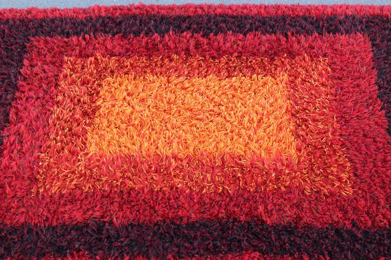 Midcentury Large Swedish Rya Rug, 1960s For Sale at 1stDibs