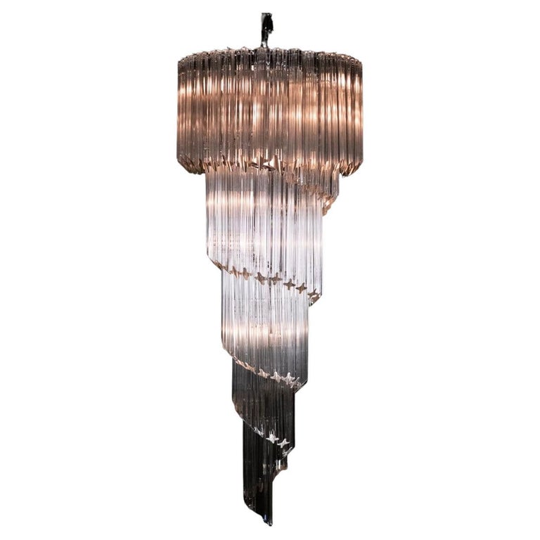 Midcentury Large Venini 5 Tier Glass Rod Spiral Chandelier For Sale at ...