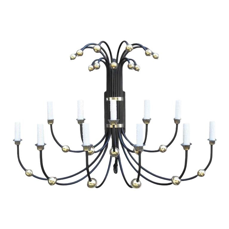 Midcentury Large Wall Sconce with Brass Accents at 1stDibs