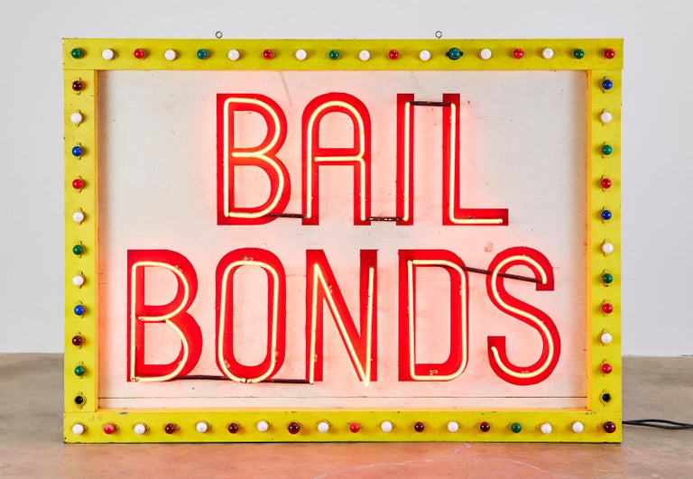 Midcentury Las Vegas Strip Neon Bail Bonds Sign Art For Sale at 1stDibs