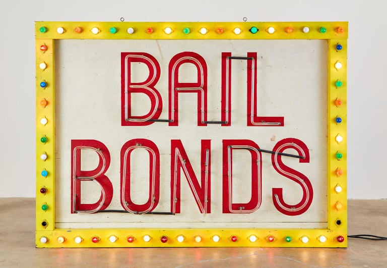 Midcentury Las Vegas Strip Neon Bail Bonds Sign Art For Sale at 1stDibs