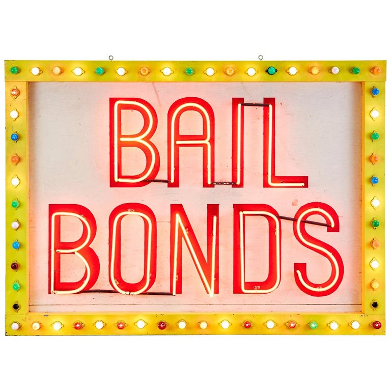 Midcentury Las Vegas Strip Neon Bail Bonds Sign Art For Sale at 1stDibs