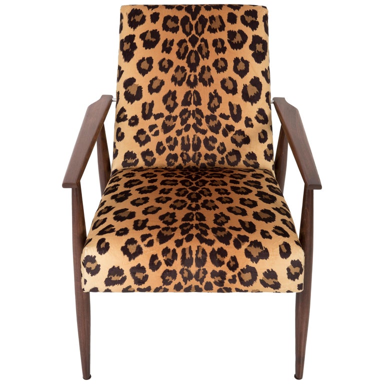 Midcentury Leopard Print Velvet Dante Armchair, H. Lis, 1960s For Sale ...