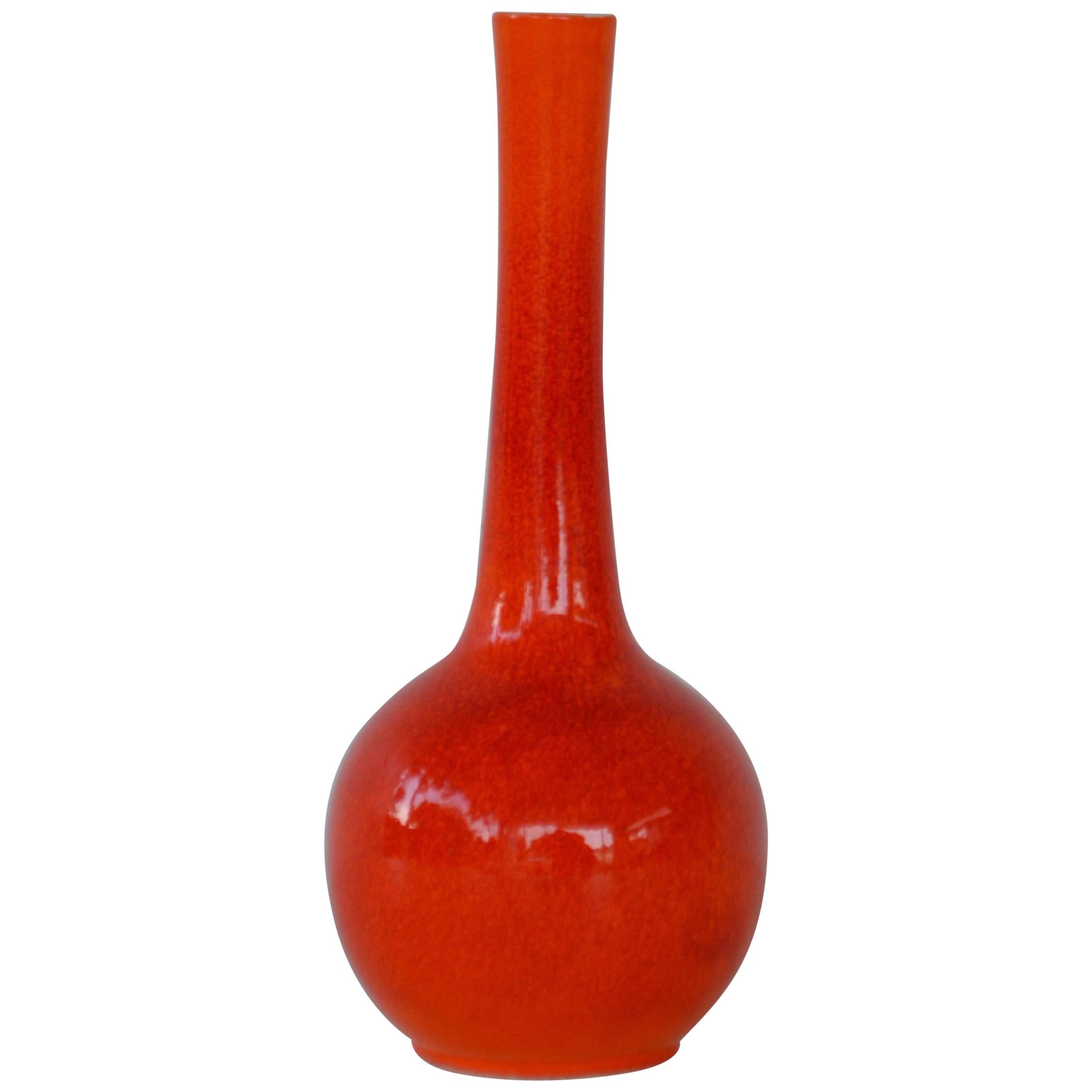Midcentury Long Neck Ceramic Vase For Sale at 1stDibs