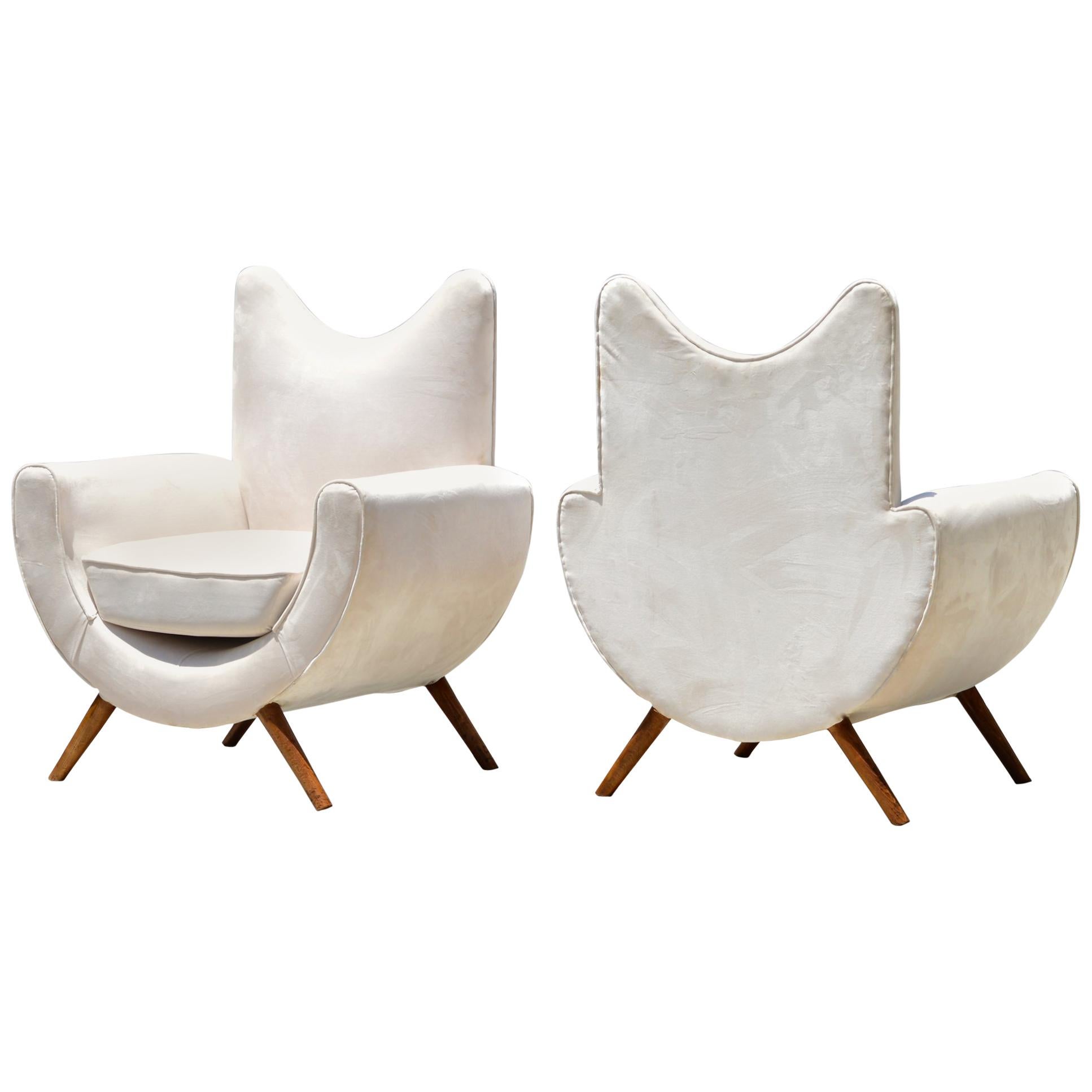 Midcentury Lounge Chairs in the Manner of Royere, a Pair at 1stDibs