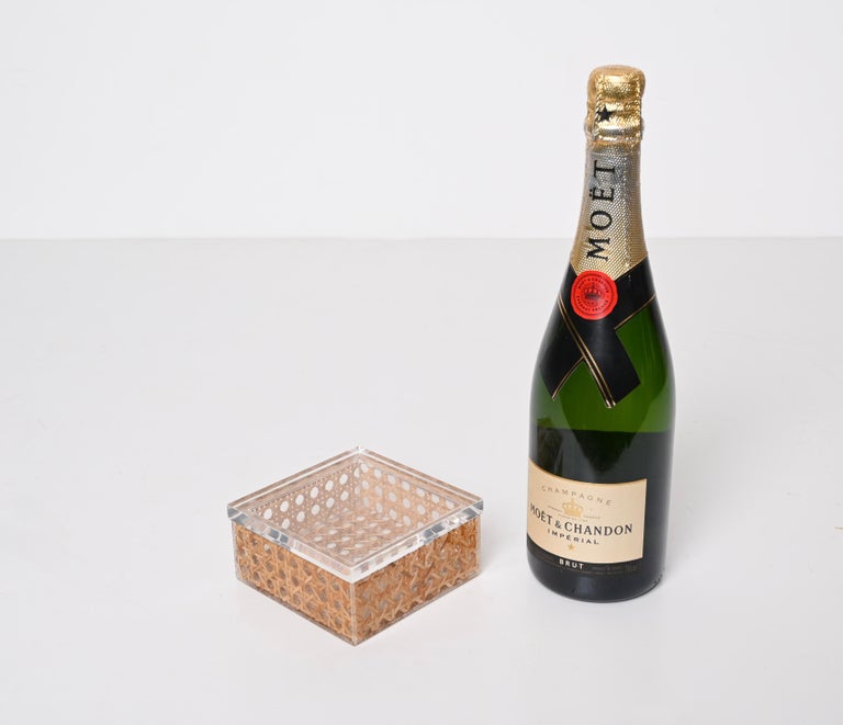 Mid-Century Lucite and Vienna Straw Wicker Italian Box 1970s Christian ...