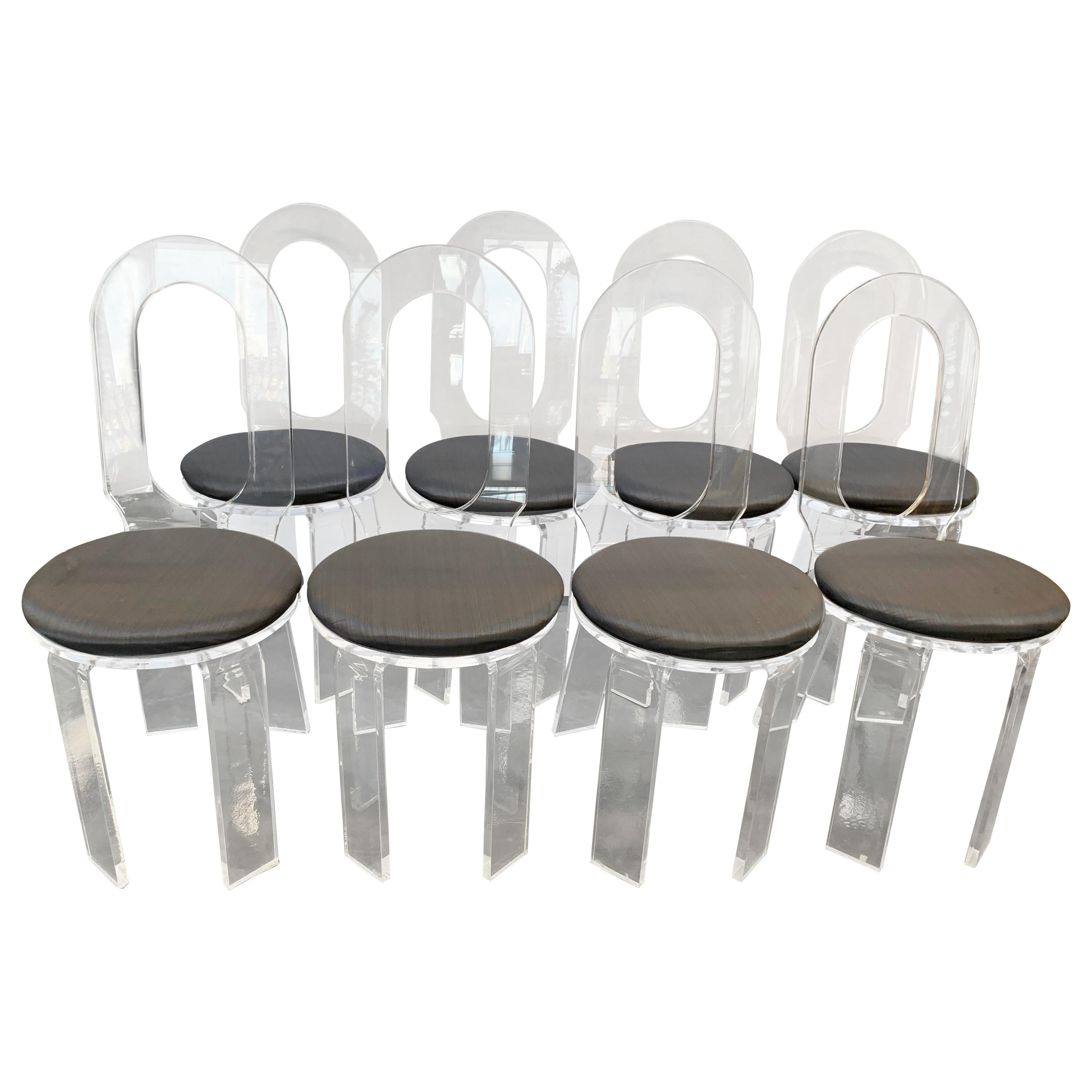 Midcentury Lucite Swivel Dining Chairs Set of 8 at 1stDibs