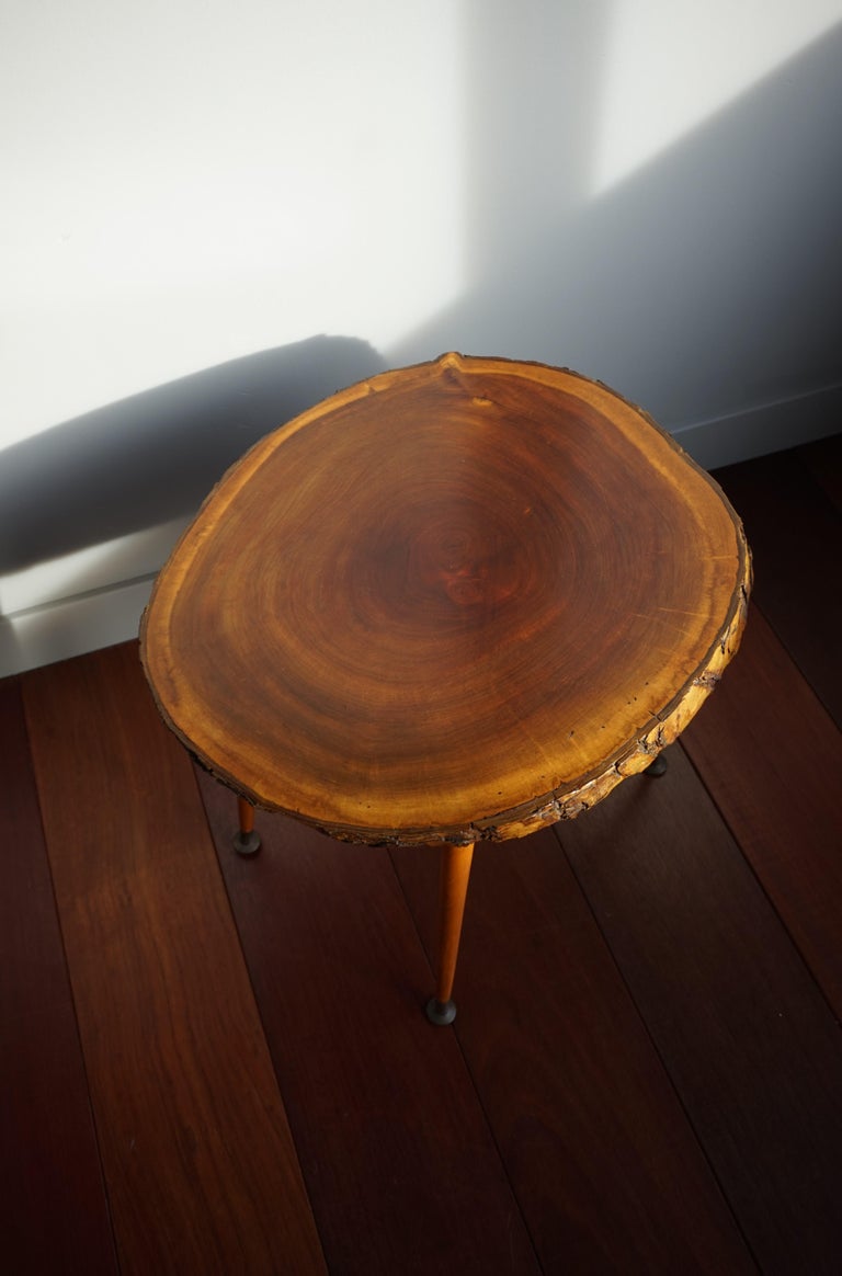 Midcentury Made Organic Modern Wine or End Table with Walnut and Bark ...