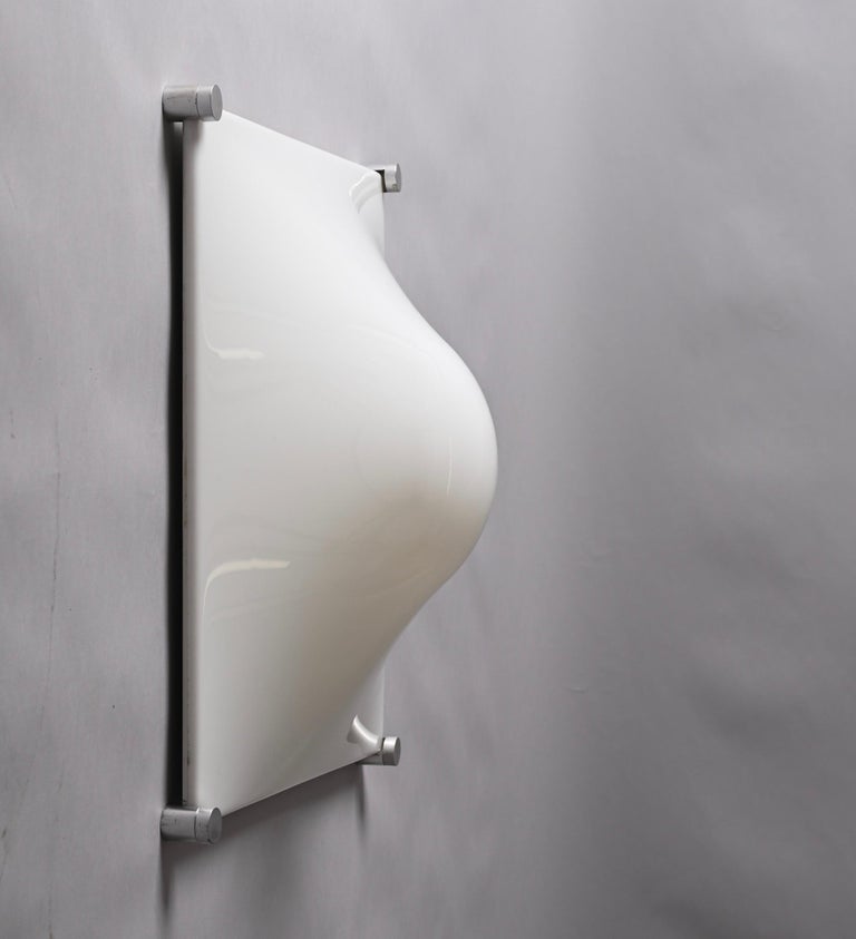 Midcentury Martinelli Luce "Bolla Light" White Acrylic Italian Sconce ...