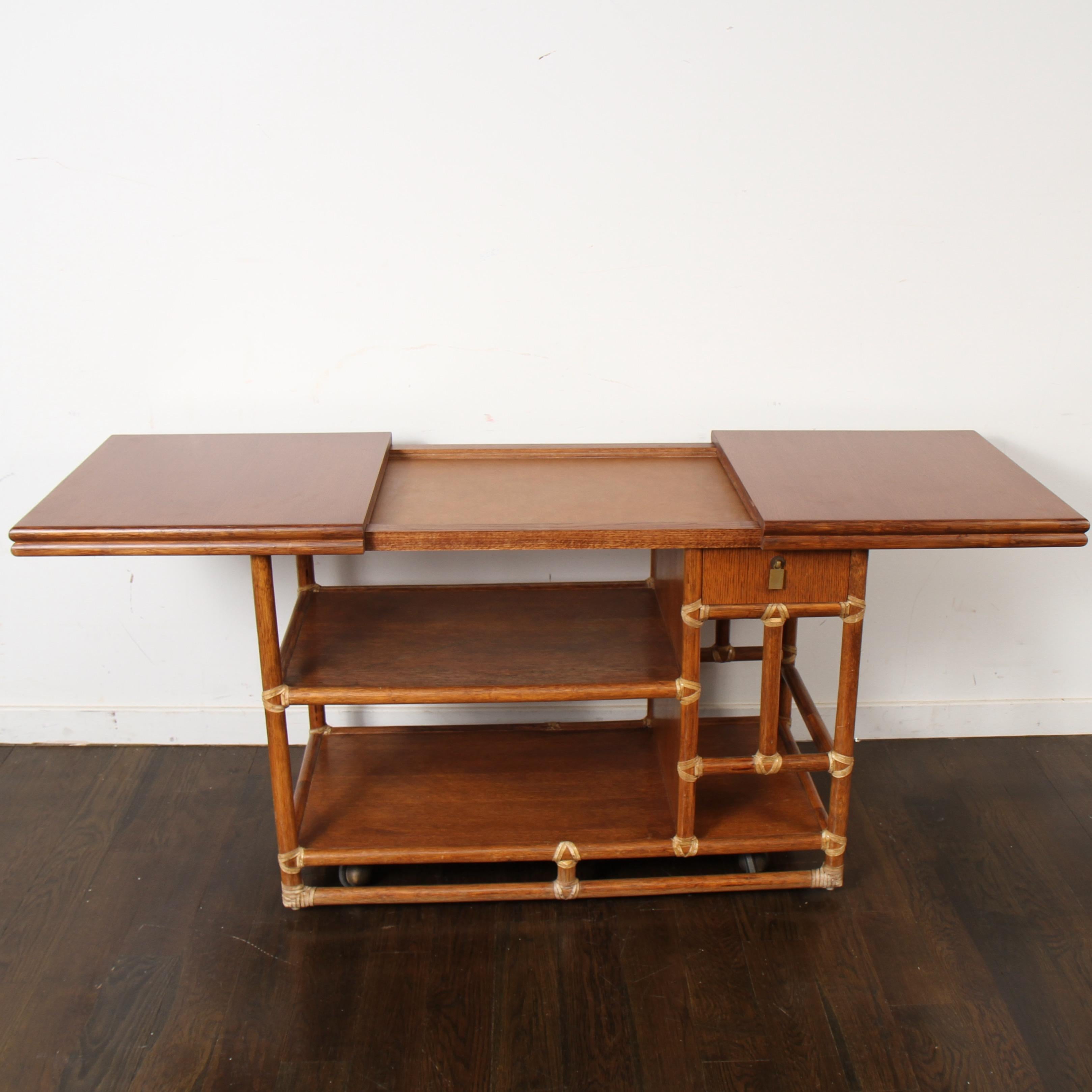 Midcentury McGuire Bamboo Bar Cart at 1stDibs