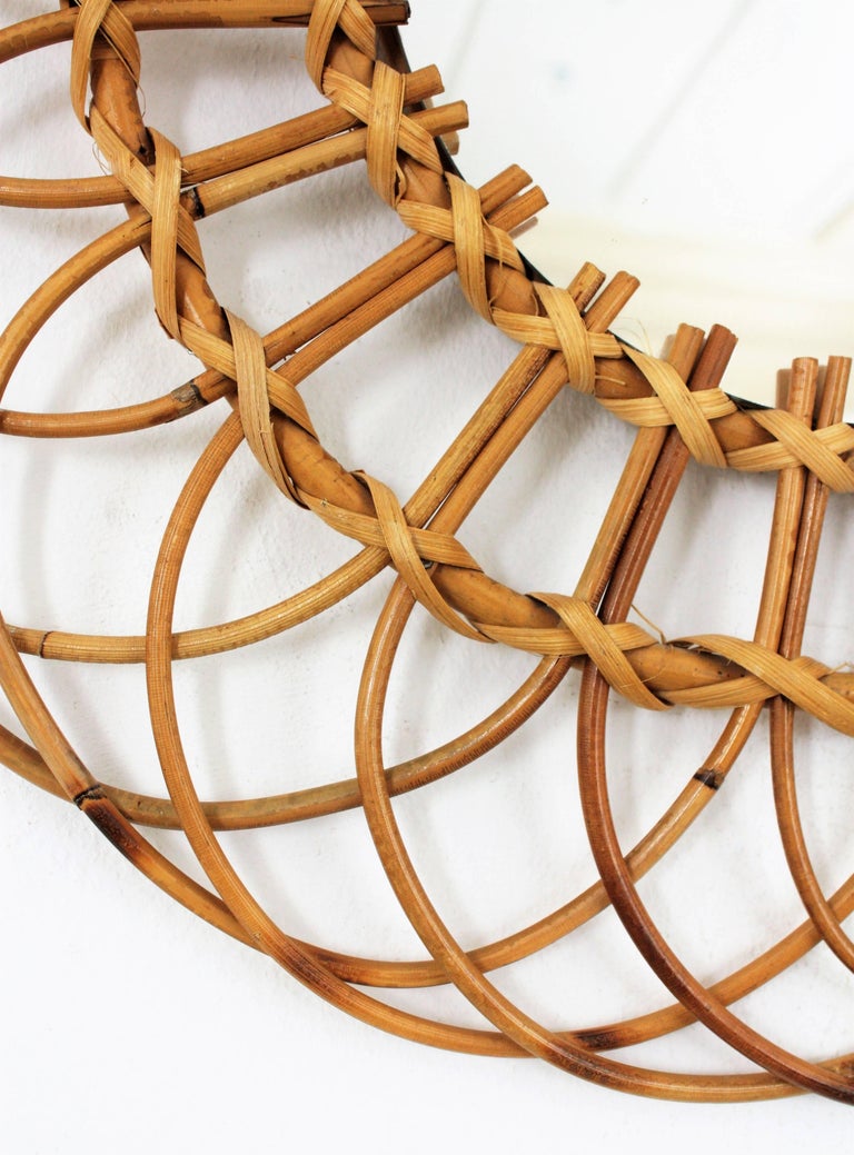 Sunburst Flower Wall Mirror in Rattan, 1960s For Sale at 1stDibs ...